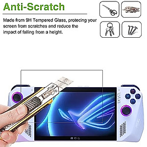 LKOOZO [2 Pack Screen Protector for Asus ROG Ally Handheld Tempered Glass Screen Film Guard for Asus ROG Ally 2023 RC71L 7 inch [Anti-Scratch] [9H Hardness]