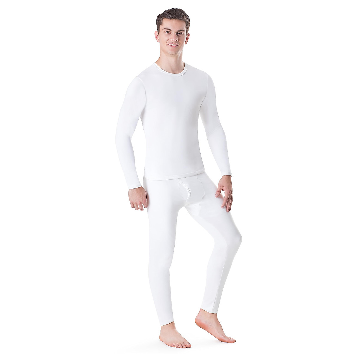 Rocky Thermal Underwear for Men (Long Johns Thermals Set) Shirt & Pants, Base Layer (White - Standard Weight/X-Large)