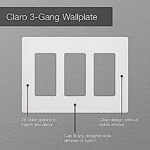 Lutron Claro 3 Gang Decorator/Rocker Wallplate, Gloss, White (1-Pack) | CW-3-WH