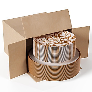 Trendables 40 Piece Plastic Disposable Plates Set For 20 Guests I 20 X 8 Inch Dessert Plates & 20 X 10 Inch Disposable Plastic Plates | Thanksgiving Plates | White & Brown Pomegranate Design