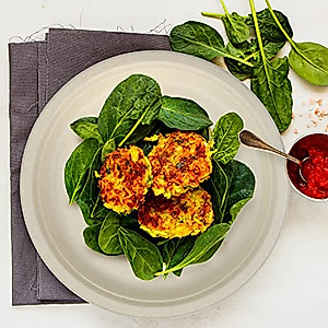 NYHI Heavy Duty Plates 10 Inch Disposable Plates For Adults Kids Brown Eco Friendly Sugarcane Paper Plates Are Cut Leak Resistant 125 Pack 3 compartment