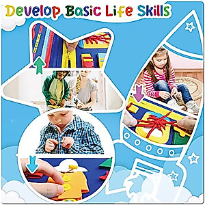 Busy Board Toddlers Sensory Activity - Montessori Toys 1 Year Old Boy Airplane Travel Essentials Kids Ages 1-3 Road Trip Games Quiet Book 2-4 Yr Birthday Gifts Learning Toy 18 Months Baby Educational