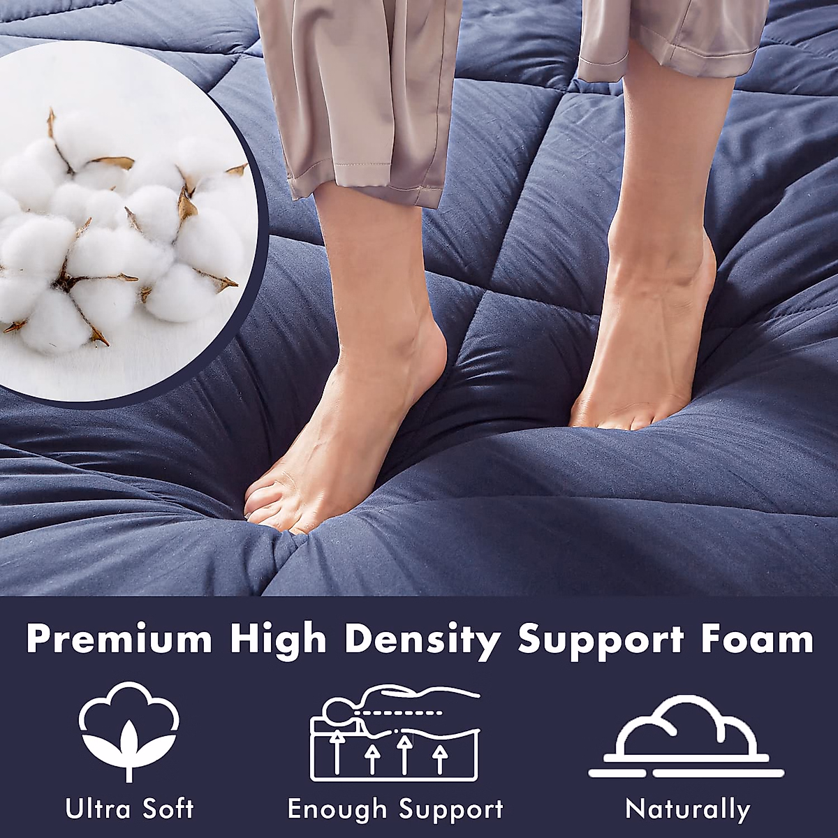 Heimorn Japanese Floor Futon Mattress - Thicken Sleeping Foldable & Portable Roll up Camping Mattress, Blue Full