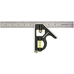 Swanson Tool Co TC132 12-Inch Combo Square with Cast Zinc Body, Stainless Steel Ruler and Brass Bolt