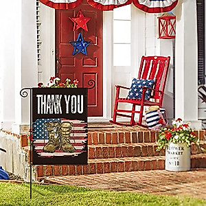 AVOIN colorlife Memorial Day Thank You Garden Flag 12x18 Inch Double Sided Outside, Military Soldiers Boots American Flag Patriotic Veteran Yard Outdoor Flag