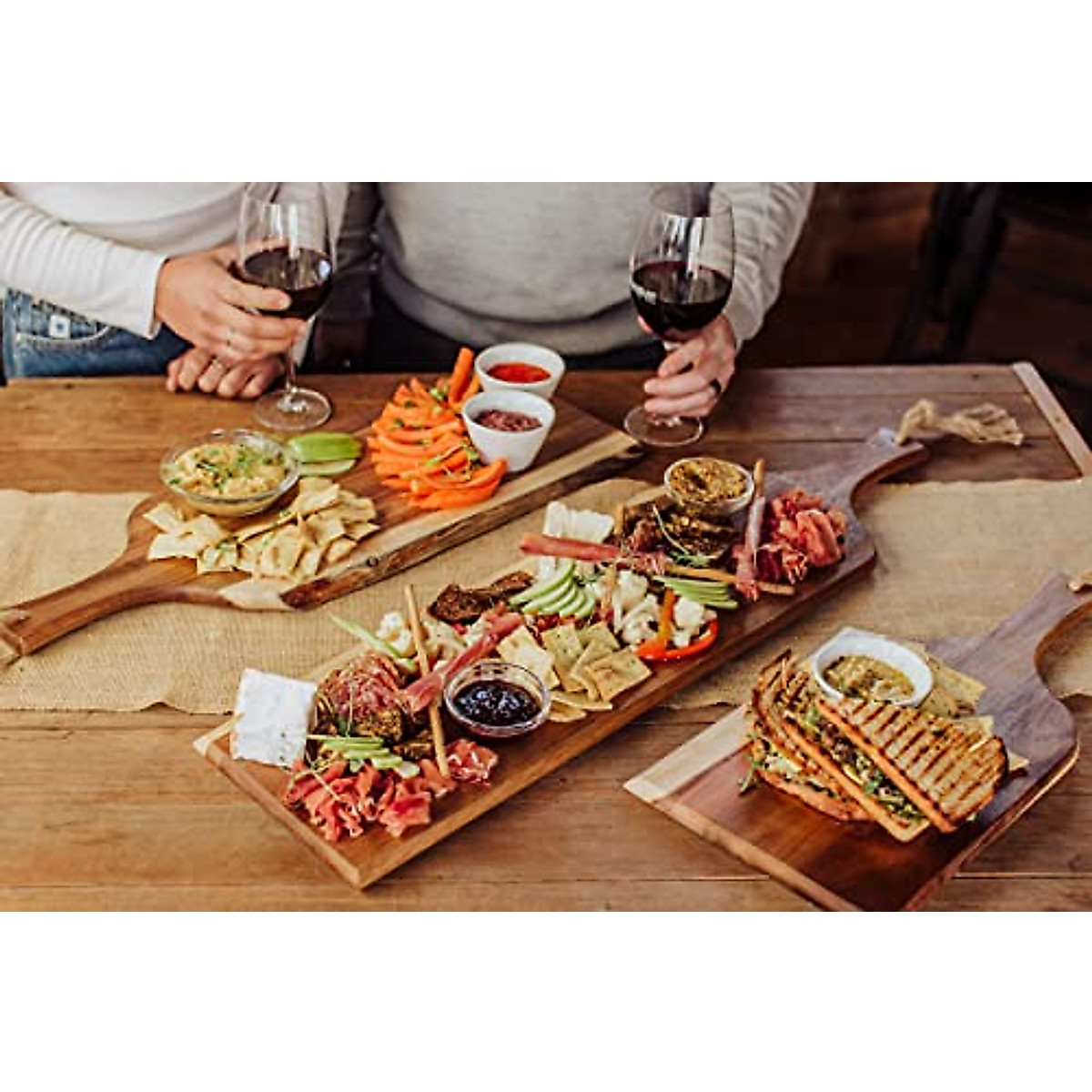 PICNIC TIME NFL Los Angeles Rams Artisan 24" Acacia Charcuterie Board with Raw Wood Edge - Cheese Board - Serving Platter