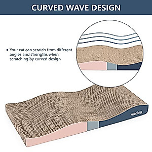 Adolug Cat Scratch Pad, Cat Scratcher Cardboard with Premium Reversible Scratch Textures Design, Corrugated and Zero Odor Cat Scratcher with Catinp and Mini Toy(3PCS)