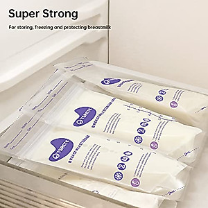 TSRETE Breastmilk Storage Bags Temperature Sensing Discoloration - 60 Count Leak Proof Double Zipper Seal Self Standing Breastmilk Bags for Breastfeeding, Space Saving for Refrigeration - 6 OZ/180ml