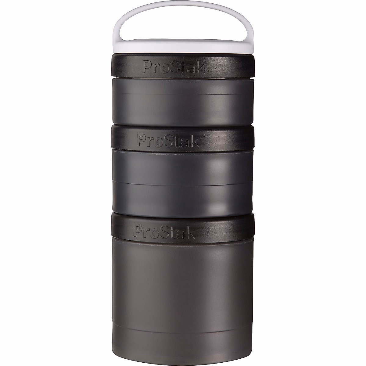 BlenderBottle ProStak Twist n’ Lock Storage Jars Expansion 3-Pak with Removable Handle, Pebble Grey