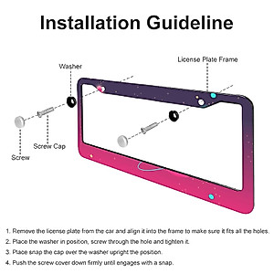 License Plate Frames Aluminum Car Accessories Metal Rust-Proof 2 Holes Black License Plate Cover for Women Men Car Truck Vehicles Colorful Space Galaxy Universe Stary Sky Abstract 308A