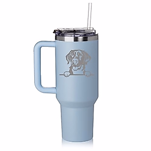 40 oz Tumbler with Handle and Straw Lid Stainless Steel Insulated Travel Mug Cup Peeking Labrador Retriever Dog (Blue)