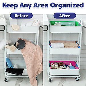 PREXTEX Classroom Storage Baskets for Papers, Crayons, Pencils, and Toy - Storage Plastic Baskets - Pack of 6