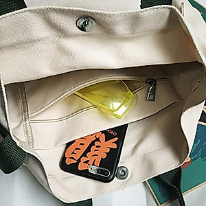 Canvas Crossbody Tote Shoulder Purse Bag for Women and Men with Multi-pocket for Shopping, Travel and Work(Green/620)