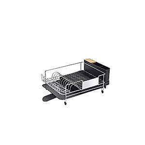 i-Home Drying Rack with Swivel Spout for Kitchen Counter or Sink, Expandable Dish Drainer Rack with Utensil Holder and Cup Holder (WK810439)
