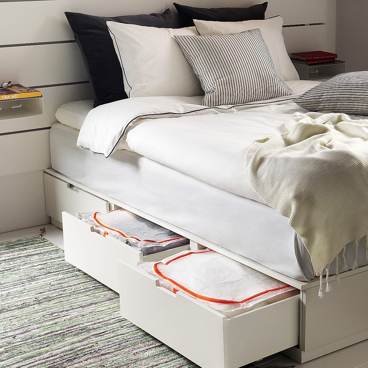 Storage Case, White, 55x49x19 cm (22x19x7"). For Underbed storage, Shelves, Wardrobes, Hang to wall simply. PARKLA IKEA.