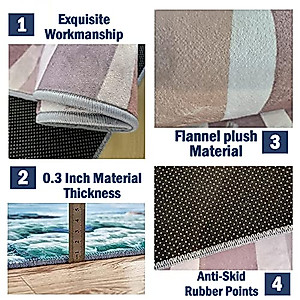 Grey White Pink Black Marble Kids Rugs, Light Luxury Abstract Thick Soft Plush Area Rugs, Breathable Durable Carpet, Machine Washable Mat for Hardwood Floors Decor 5' x 7'