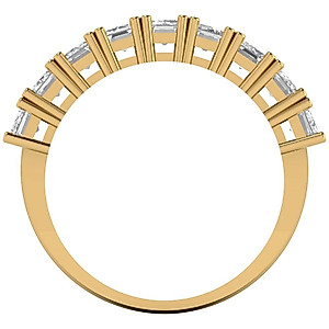 Clara Pucci 2.61 Carat Emerald Cut Clear Simulated Diamond 14k Yellow Gold Eternity Wedding Engagement Designer Anniversary Ring Band Size 6