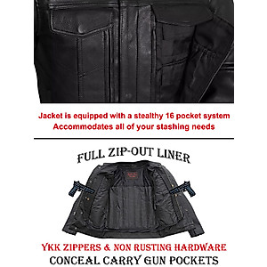 Mens Motorcycle Leather Riding Jacket | Leather Motorcycle Biker Jacket Men (XL)