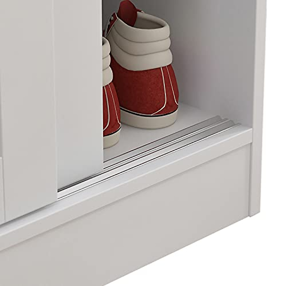 Homsee Shoe Storage Cabinet with 2 Sliding Doors, Wooden 4-Tier Shoe Rack Organizer for Entryway, White (31.5”L x 13.8”W x 40”H)