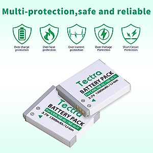 Tectra 2X NB-6L NB-6LH Battery + Charger Kit for Canon PowerShot SX530 HS, SX710 HS, SX700 HS, SX610 HS, SX600 HS, SX540 HS, SX510 HS, SX500 is, SX280 HS, SX270 HS, D30, S90