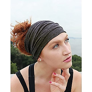 Wide Headbands for Women Black Stylish Head Wraps Boho Thick Hairbands Large African Sport Yoga Turban Headband Hair Accessories (Pack of 4)
