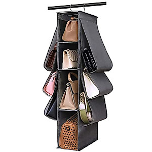 OULLYY Hanging Purse Handbag Organizer Wardrobe Closet Organizer Nonwoven 10 Pockets Hanging Closet Storage Bag with 360 Degree Swivel Hook