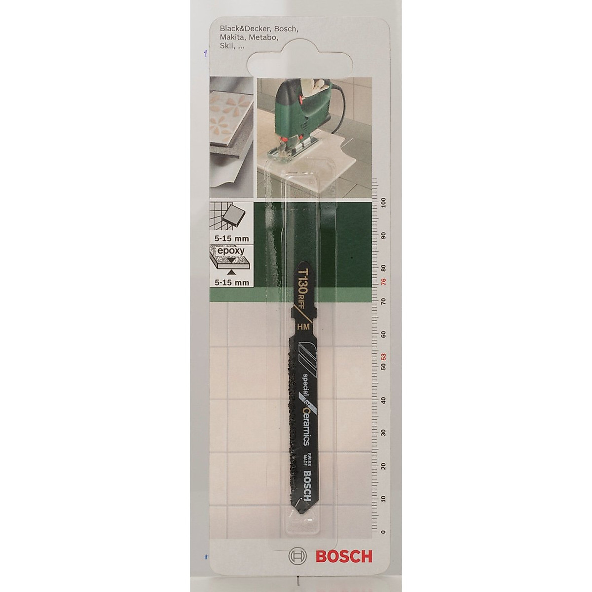 Bosch Accessories Jigsaw Blade T 130 RIFF Special for Ceramics (Soft Tiles, 76 mm, Accessories Jigsaw)