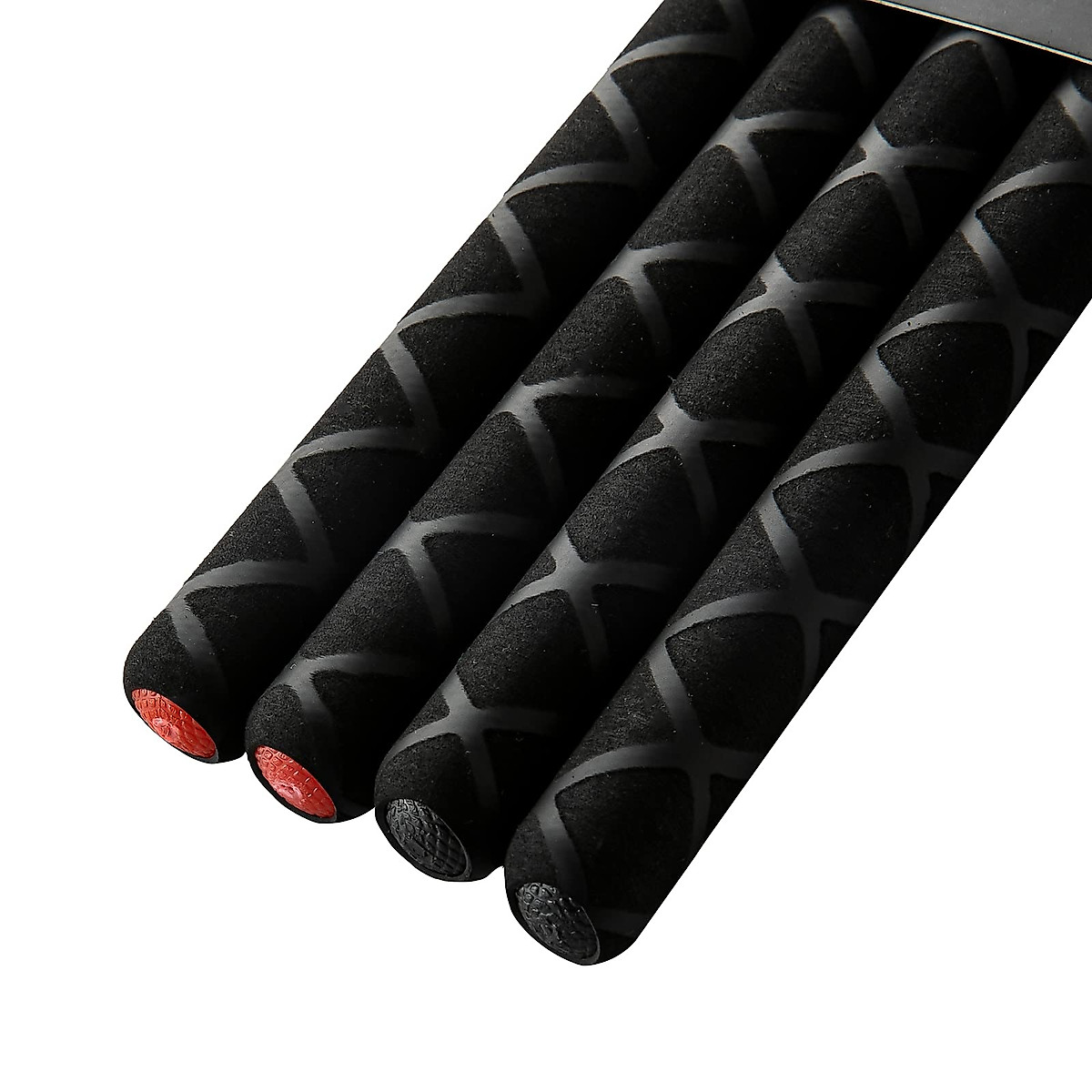 Nylon Drumsticks 2 pairs with ANTI-SLIP Handles for Drum,Exercise Plastic Drum Sticks,Attractive,Light and Durable Sticks for Drums,Musical Instrument Percussion Accessories (Black and Red)