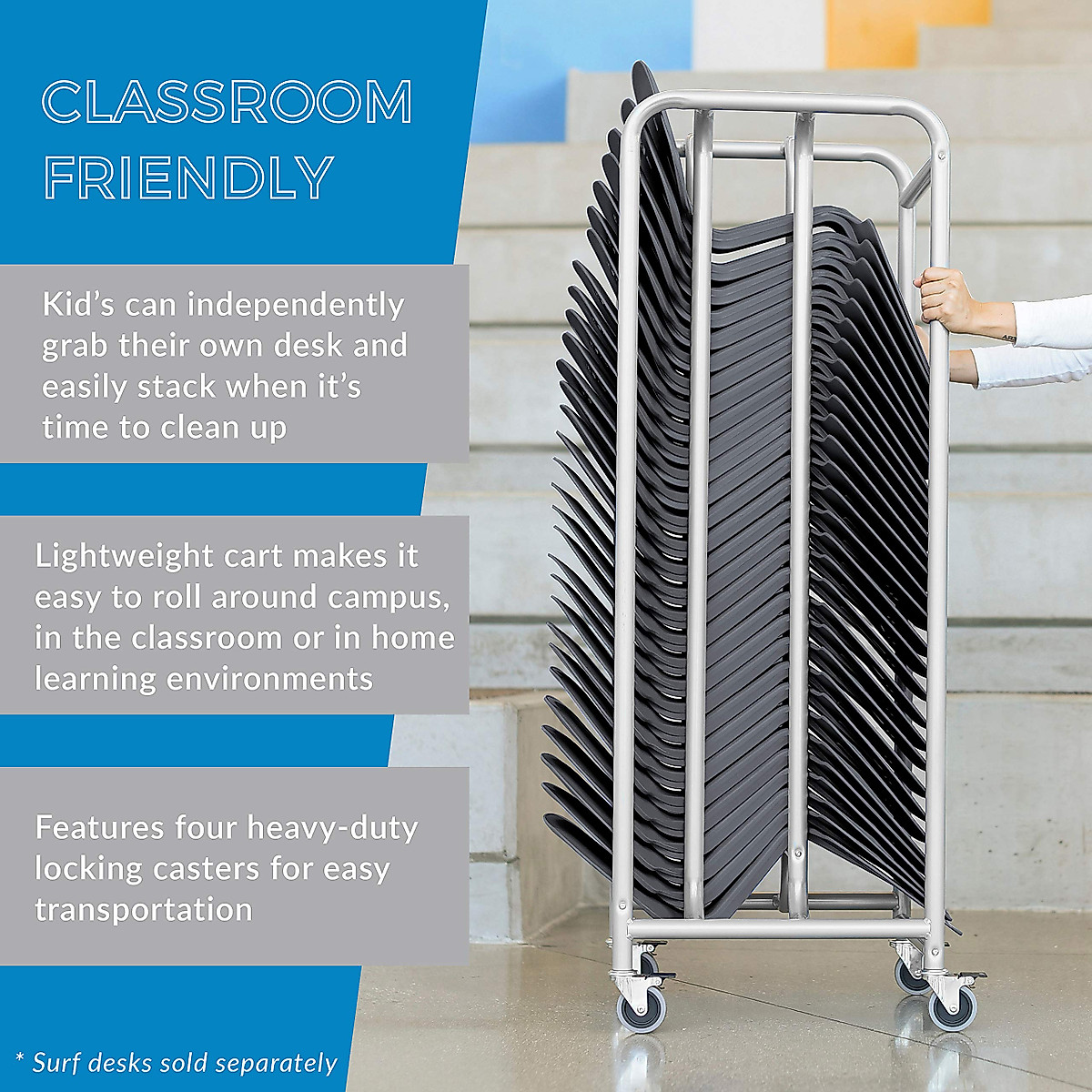 ECR4Kids The Surf Storage Rack, Classroom Furniture, Silver, 30-Piece