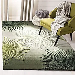 SAFAVIEH Soho Collection Area Rug - 5' x 8', Green & Multi, Handmade Starburst Wool & Viscose, Ideal for High Traffic Areas in Living Room, Bedroom (SOH712G)