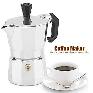 1 Cup Moka Pot, Aluminum Espresso Coffee Maker Stovetop Home Office 50ml Silver