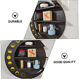 Tofficu 1pc Moon Shelf Wall Floating Shelves Moon Decorations Wood Wall Shelves Bookshelf Bathroom Wall Shelves Case Wall Storage Shelf Moon Shape Rack Bathroom Sundries Rack Ornaments