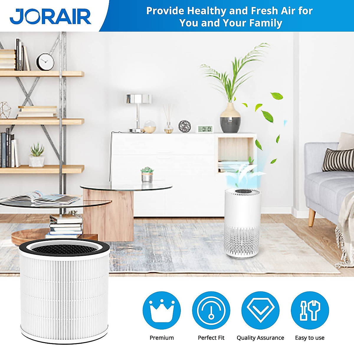 VK-6067B H13 True HEPA Replacement Filters Compatible with HOKEKI VK-6067B and Vremi Air Purifier, 3-in-1 Filtration System, 2 Pack