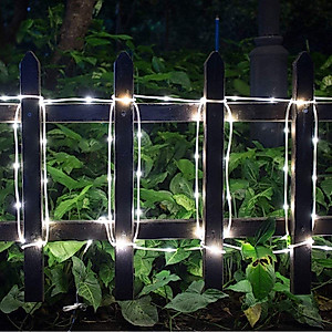 RUICHEN Solar Rope Lights Outdoor String Lights, 16.5 Ft 50 LED Tube Light Waterproof Copper Wire Fairy Lights for Garden Fence Yard Christmas Wedding Party (Cool White)