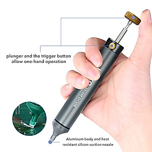 KOTTO Solder Sucker, No Clog Aluminum Desoldering Pump, Soldering Tools with Powerful Vacuum Suction for Removal & Repair, Heat Resistant Silicone Suction Nozzle, Replacement Silicone Tube included