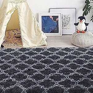 Poboton 2X3 Grey Carpet for Living Room Soft Luxury Bedroom Large Fluffy Plush Area Rug Shaggy Big Comfy Carpet