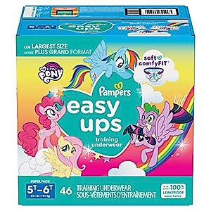 Pampers Easy Ups Training Underwear Girls, 5T-6T Size 7 Diapers, 46 Count (Packaging & Prints May Vary) (Pack of 2)