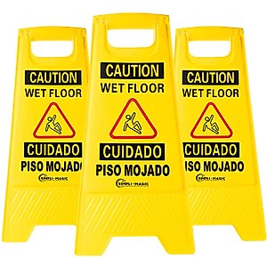 Simpli-Magic Wet Floor Caution Signs, Premium, Yellow, 3 Pack