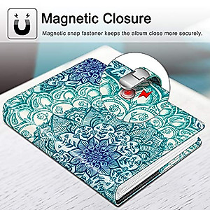 Fintie Photo Album 4x6 Photos - 112 Photos Premium Vegan Leather Cover with Snap Fastener, Portable Wallet Photo Albums, Emerald Illusions