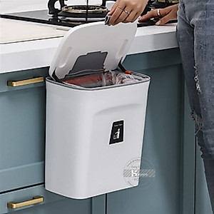 MaGiLL Trash Can Waste Bin Wall Mounted Trash Can Recycle Rubbish Bin Dustbin Door Hanging Trash Bin Garbage Can (Color : Blanc) (Blanc)