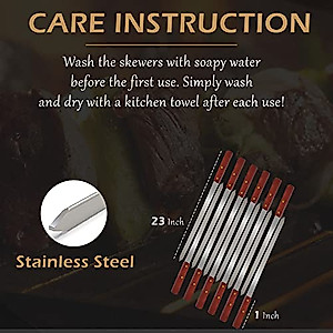 12 Pack Stainless Steel BBQ Skewers 1" Wide for Shish Kebab, Grill, Koubideh, Brazilian Style BBQ 23 Inch Long