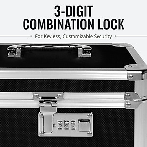 Vaultz Combination Lock Box - Pack of 1 - 10 x 7.25 x 7.75 Inch Standard Safe with Key and Combo Lock for Important Documents, Medicine & Money - BLACK