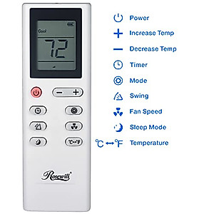 Rosewill Portable Air Conditioner 12,000 BTU, 4-in-1: AC, Fan, Dehumidifier & Heater, Remote Control, Self-Evaporation, Up to 300 Sq.Ft., White - (RHPA-18003)