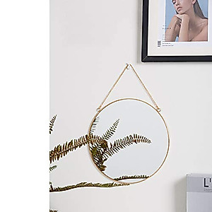 Dahey Hanging Circle Mirror Wall Decor Small Gold Round Mirror with Hanging Chain for Living Room Bathroom Bedroom ,Gold, 11.75" x 11.75"