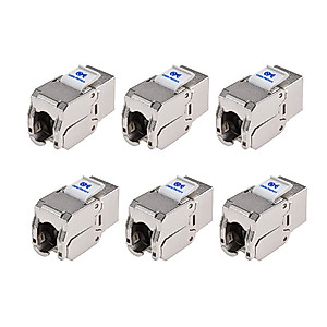 Cable Matters UL Listed 10Gbps 6-Pack RJ45 Shielded Cat6A / Cat6 Keystone Jack with Integrated Shutter