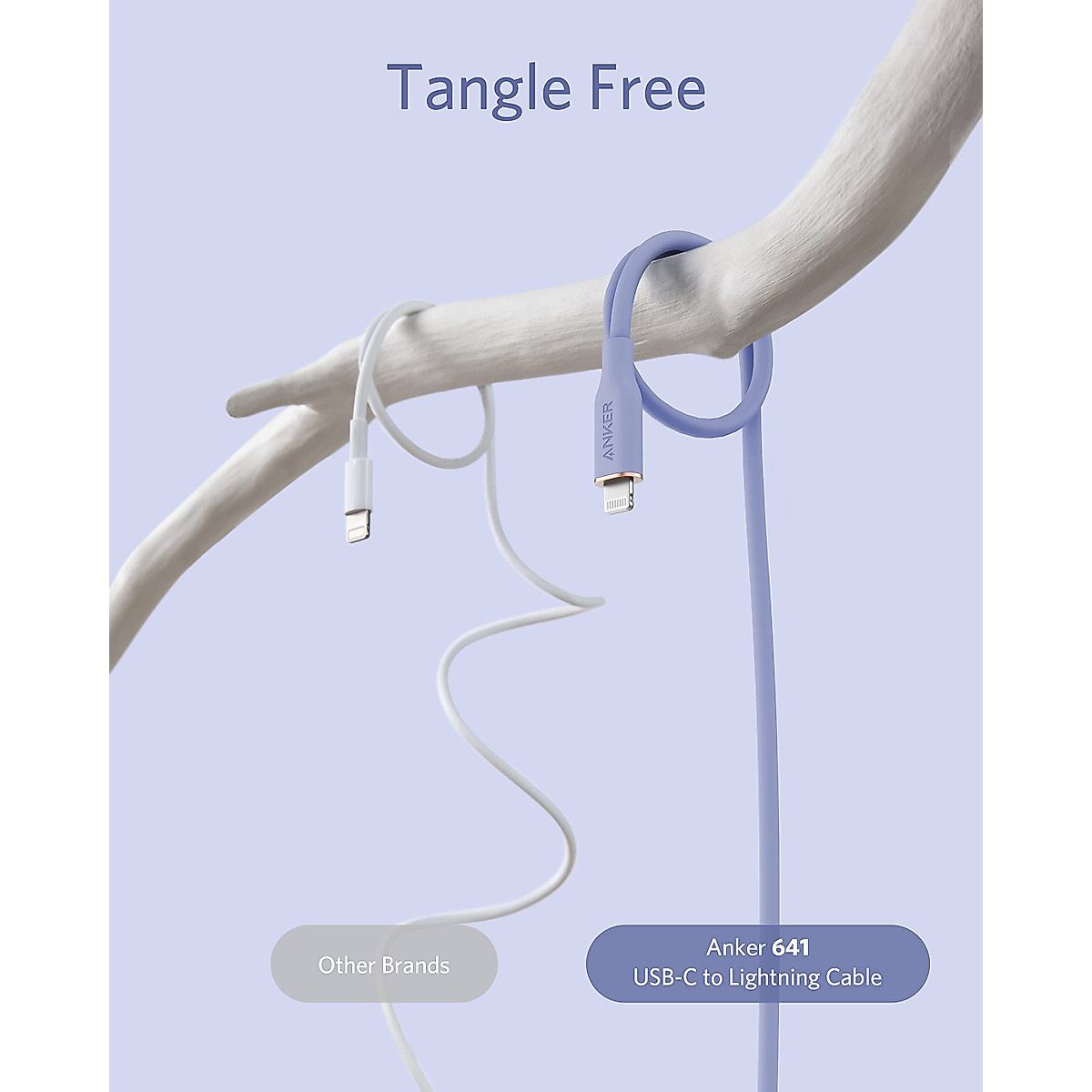 Anker USB-C to Lightning Cable, 641 Cable (Lavender Grey, 6ft), MFi Certified, Powerline III Flow Silicone Fast Charging Cable for iPhone 13 13 Pro 12 11 X XS XR 8 Plus (Charger Not Included)