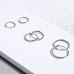 EPIRPRA Silver Hoop Earrings- Cartilage Earring Small Hoop Earrings for Women Men,4 Pairs of Hypoallergenic 925 Sterling Silver Tragus Earrings(Silver,8mm/10mm/12mm/14mm)