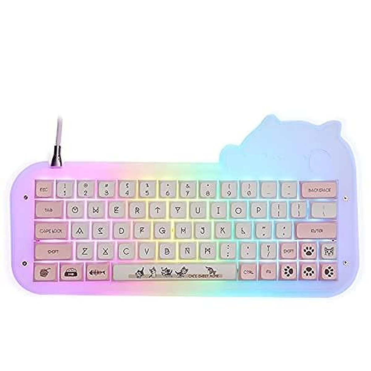 EPOMAKER Kitty 138 Keys XDA Profile PBT Dye Sublimation Keycaps Set for Mechanical Gaming Keyboard, Compatible with Cherry Gateron Kailh Otemu MX Structure