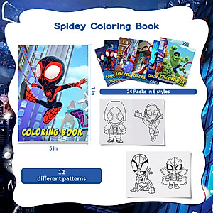 Spidey Party Supplies, 24Pcs Coloring Books for Spidey Birthday Party Favors Gifts, Goodie Bag Stuffers, Classroom Rewards, 8 Styles