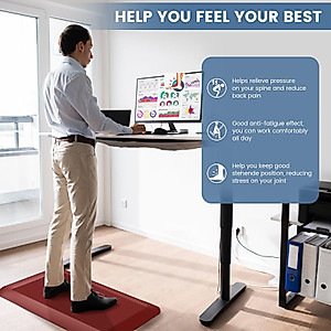 4/5 Inch Thick Kitchen Rugs, Cushioned Kitchen Mats, Anti Fatigue Mat for Floor, Non-Skid Washable Rug Set, Waterproof Standing Desk Mat, Heavy Duty Comfort Foam Mats for Home, Office, 17.3"*39", Red